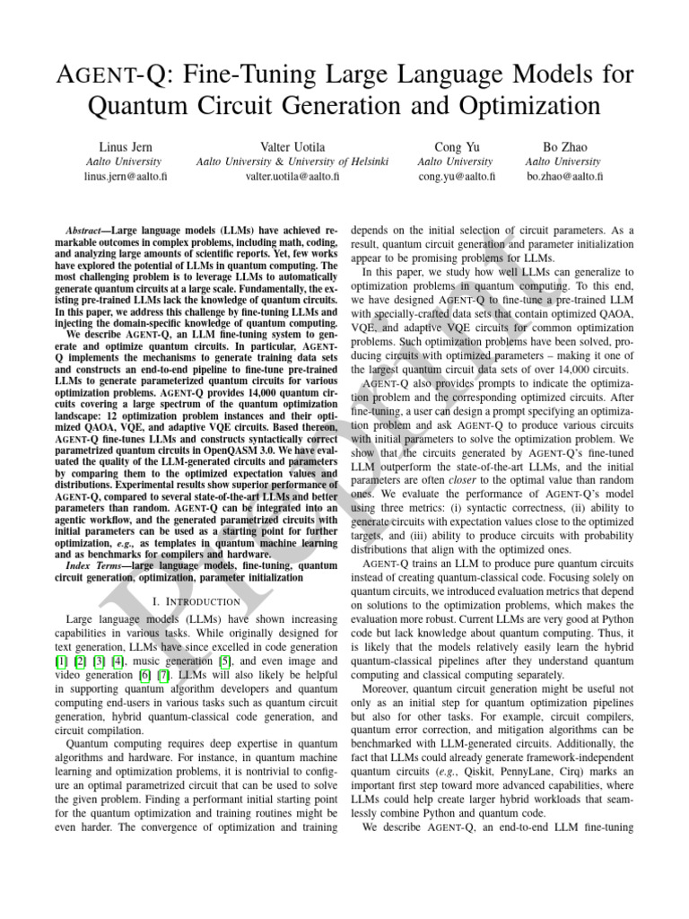 Fine-Tuning LLMs for Quantum Circuits | PDF | Discrete Mathematics ...