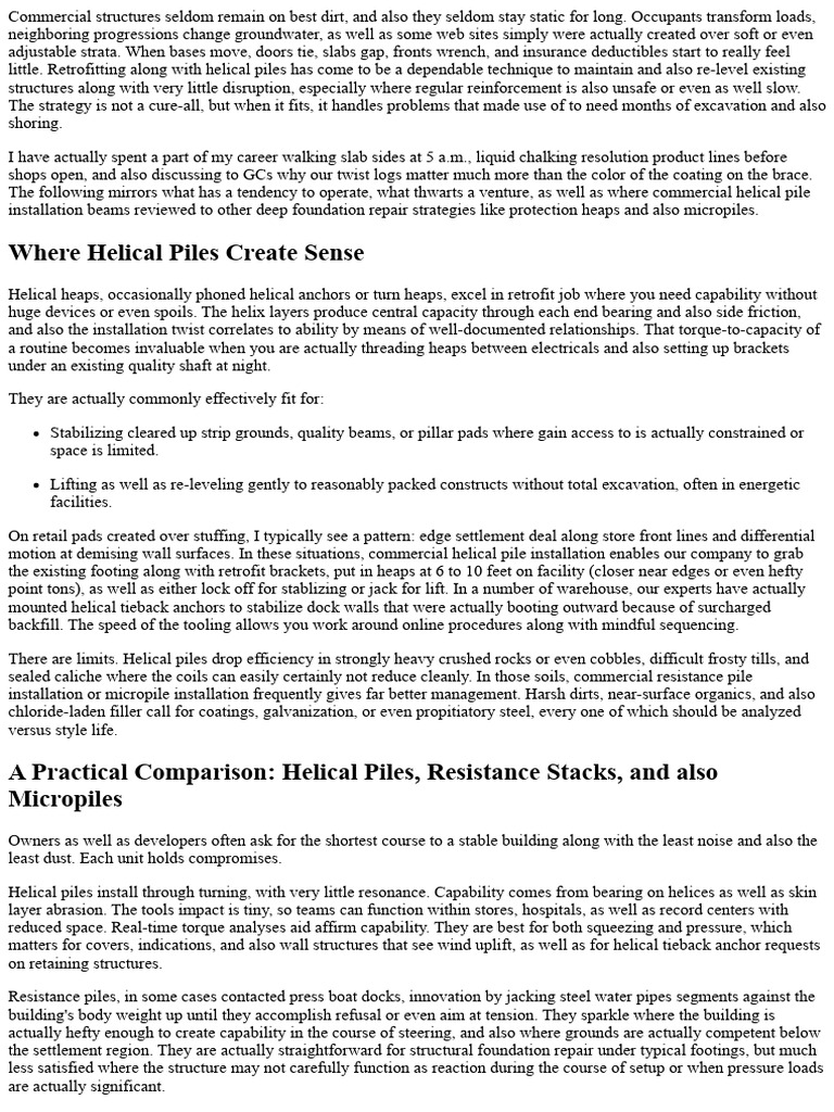 Retrofitting Existing Office Bases with Helical Piles 184397 | PDF ...