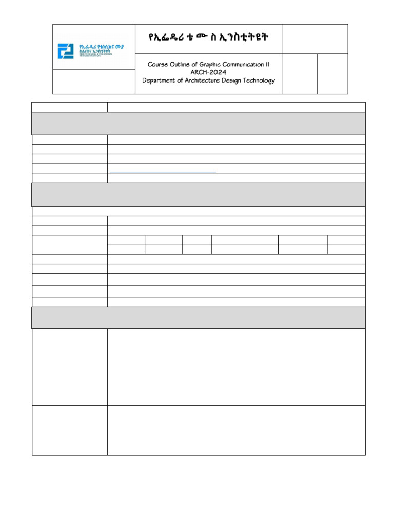 Graphic Communication II Course Outline 4 Arch Year III Sem I REGULAR ...