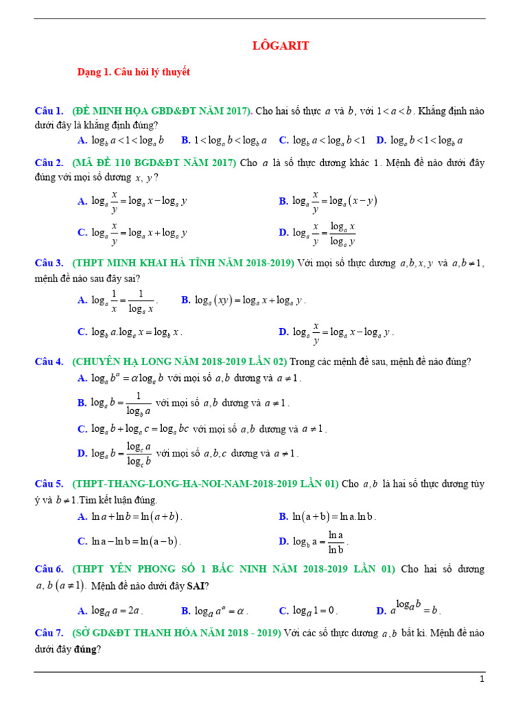NBV CHUYÊN ĐỀ 10. LOGARIT CHO HS | PDF