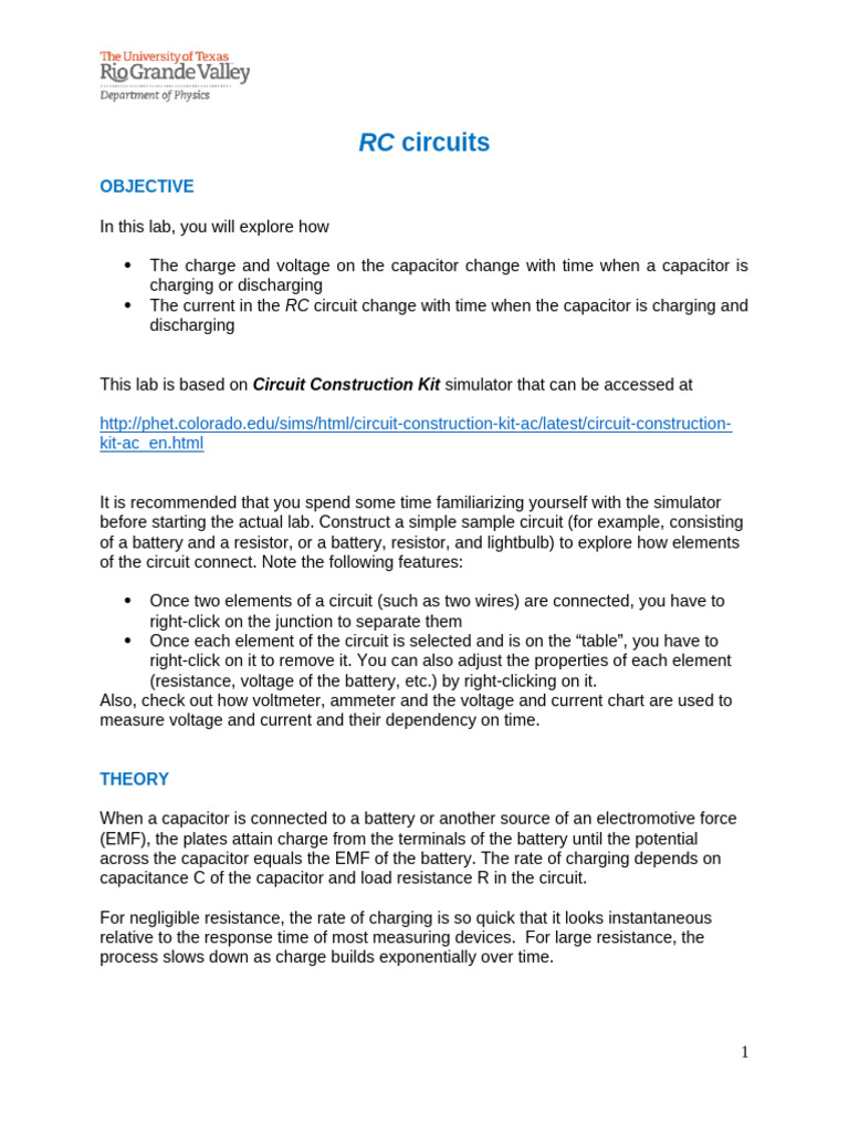08 RC Circuits_labhandout and lab report_online(1) | PDF | Electrical ...