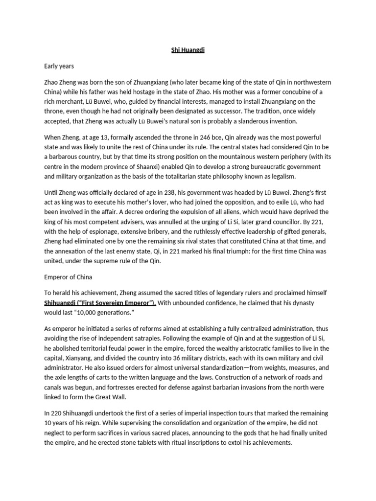 Shi_Huangdi | PDF | China | World Politics