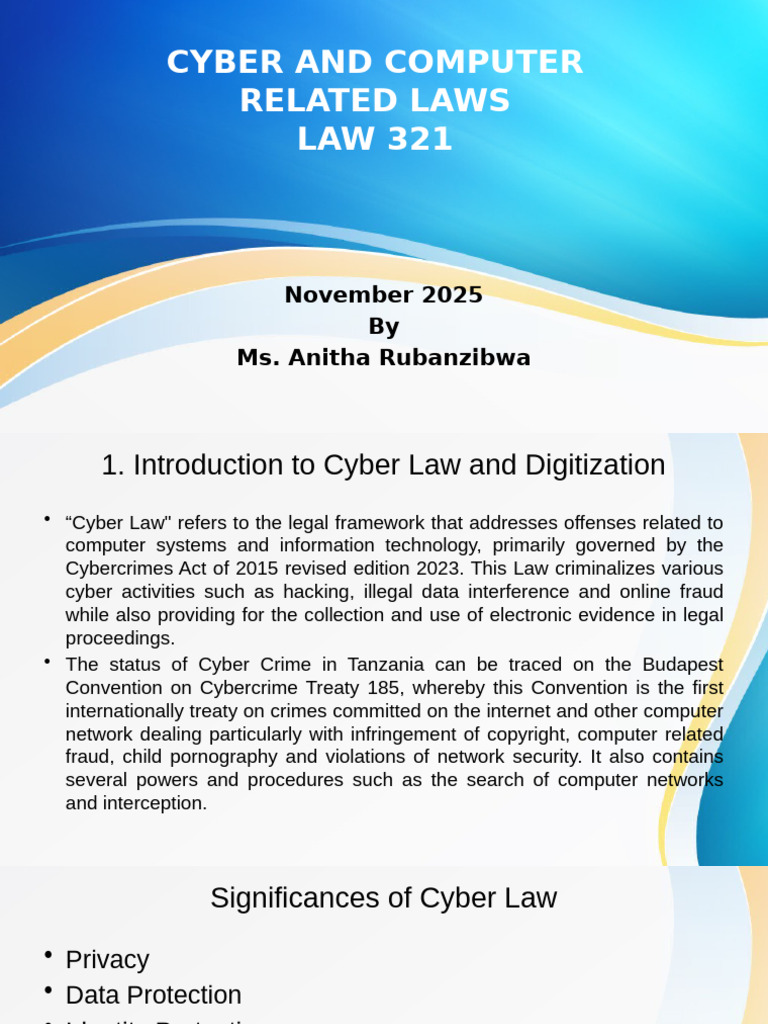 CYBER CRIME AND DIGITIZATION-TOPIC ONE for second year bachelor ...
