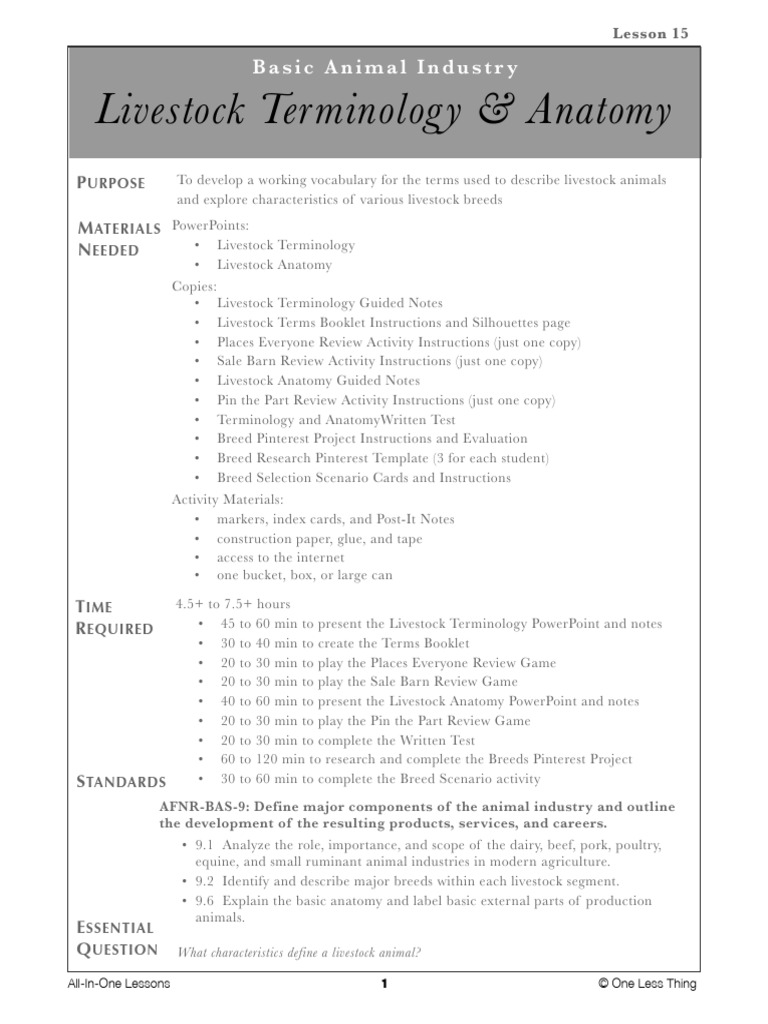 AIOBAS15 Livestock Anat and Term | PDF | Cattle | Selective Breeding