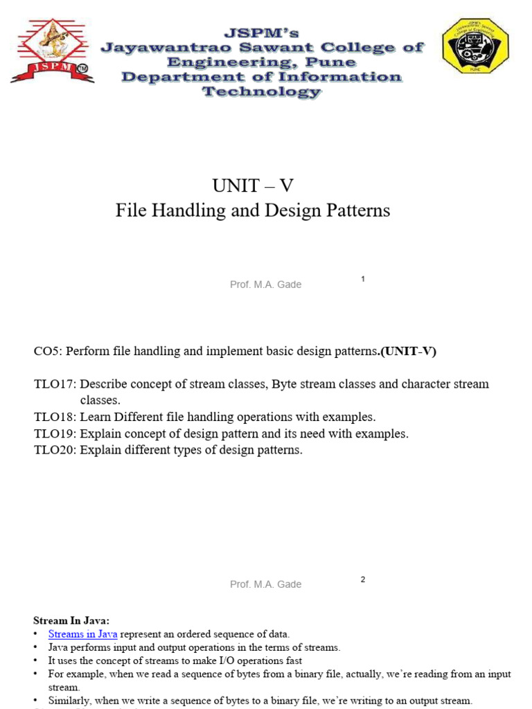 OOP_Unit_V PPT (1) (1) (1) | PDF | Class (Computer Programming ...