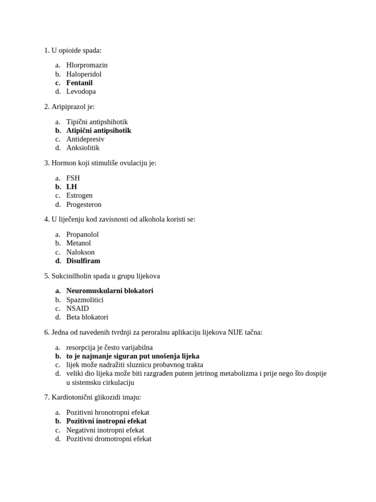 farmakologija sva pitanja | PDF