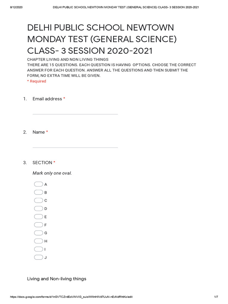 Cl.3 General Science MT 1 2020-21 | PDF