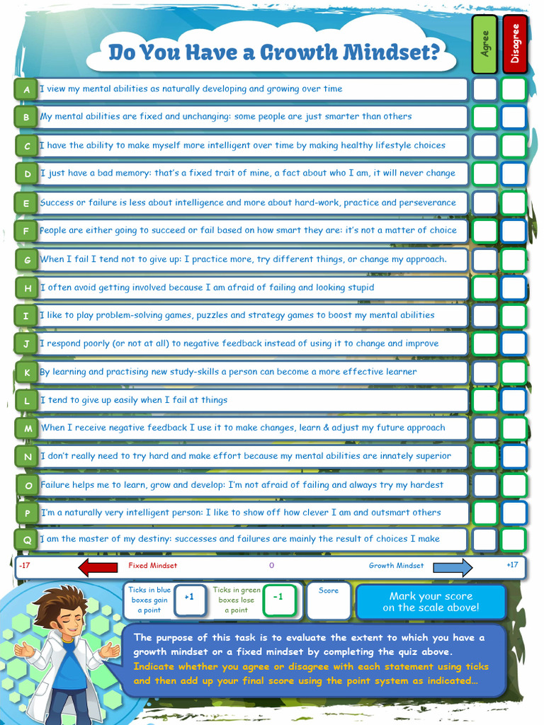 Evaluate Your Growth Mindset Quiz | PDF | Mindset | Cognitive Science