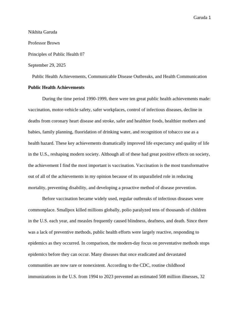 Public Health Unit 1 Paper (1) | PDF | Vaccination | Vaccines