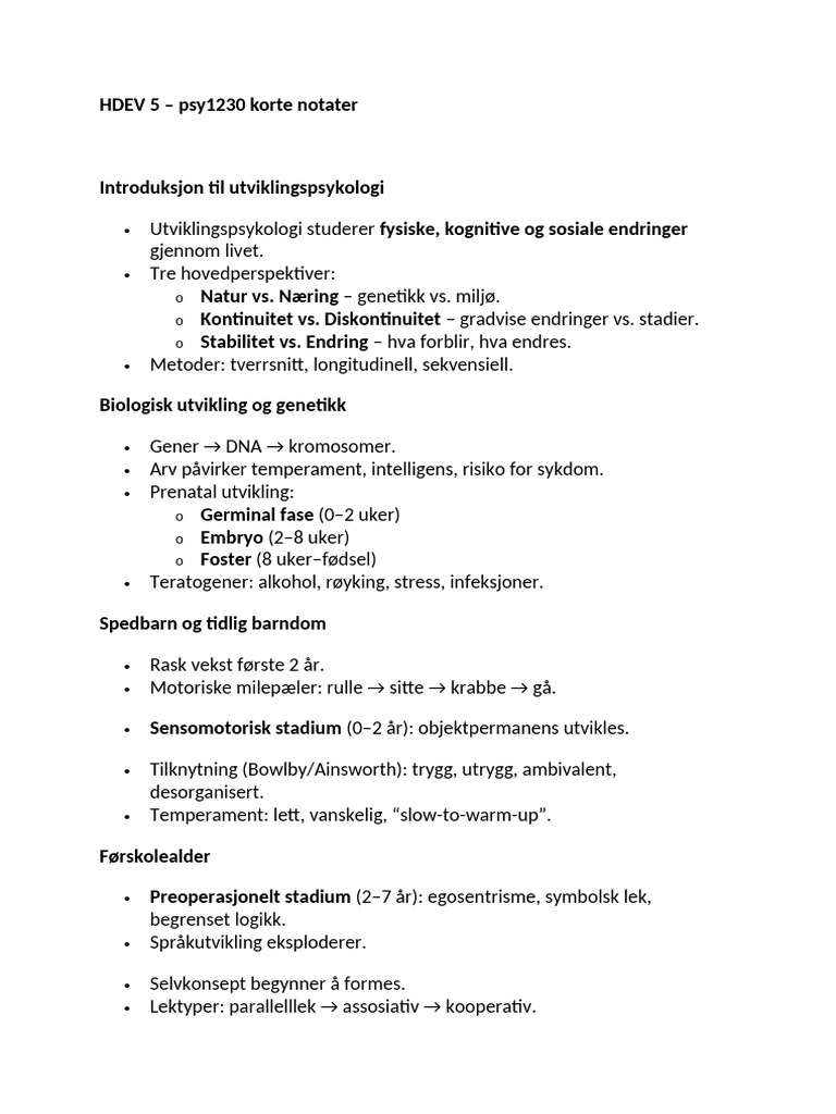 HDEV 5 Korte Notater | PDF