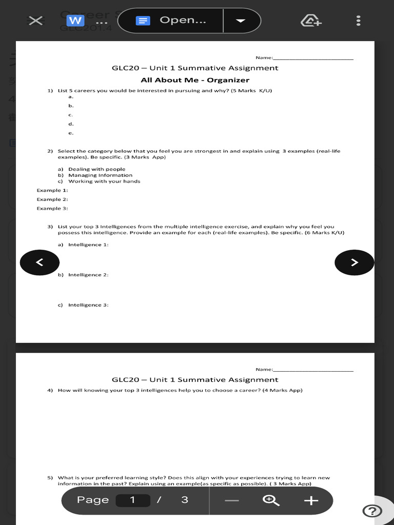 All About Me Assignment | PDF