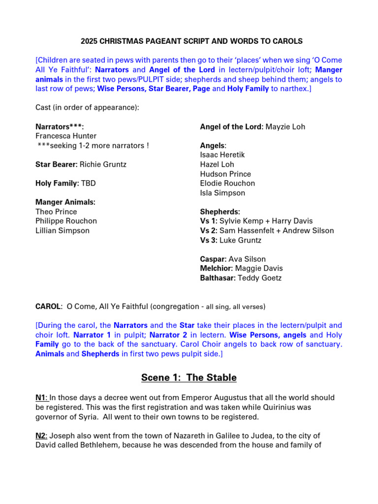 2025 Christmas Pageant Script | PDF | Biblical Magi | Angels We Have ...