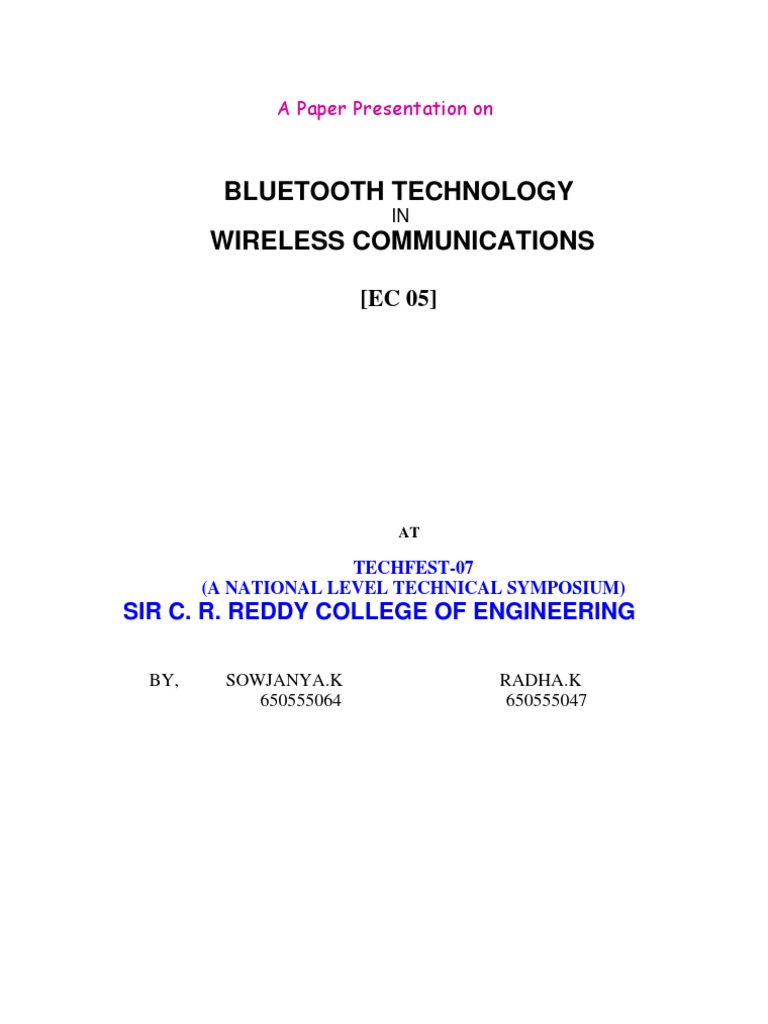 Bluetooth Tech in Wireless Comms | PDF | Bluetooth | Communications Protocols