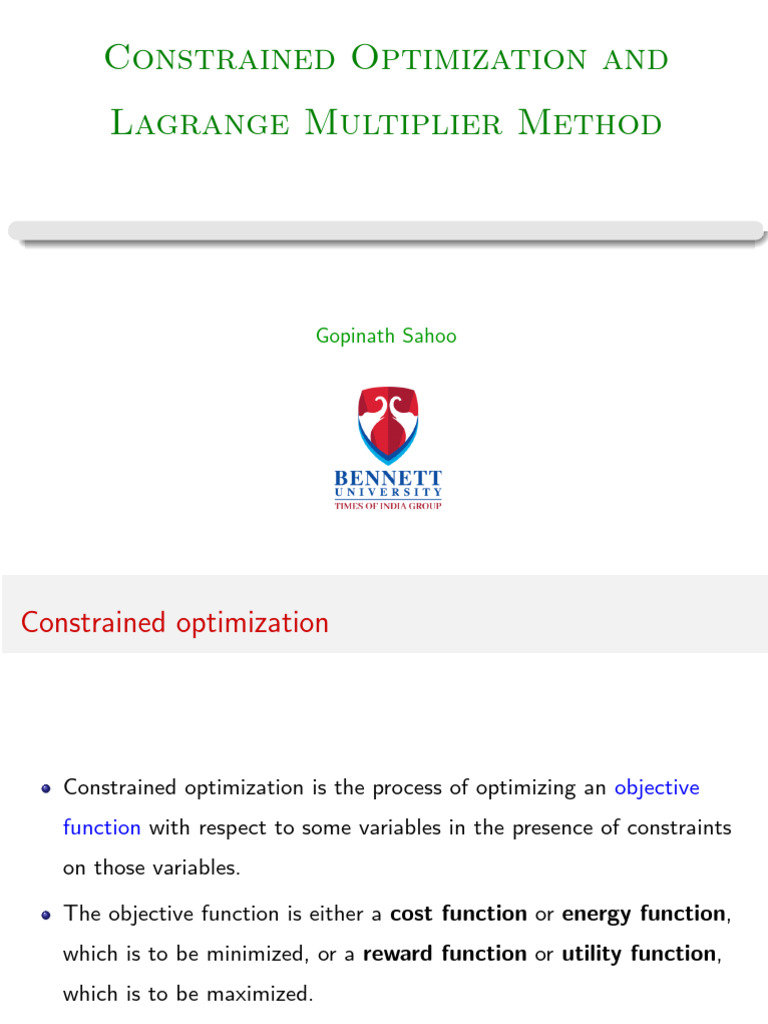 Lagrange Multipliers in Optimization | PDF | Calculus | Mathematical Logic