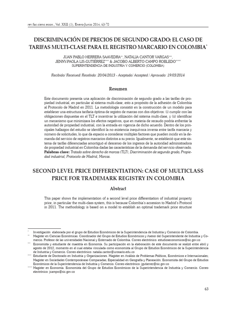 Tarifas Multi-Clase en Registro Marcario | PDF | Precios ...