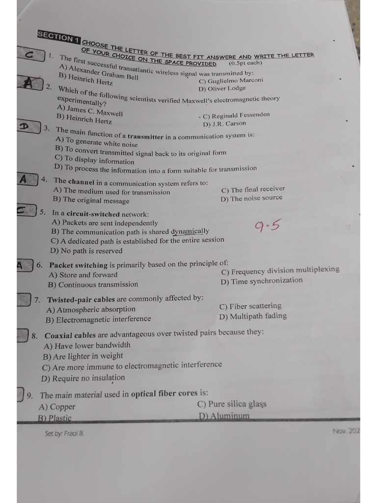 Communication Ch-1 Test 1 Fhraol | PDF