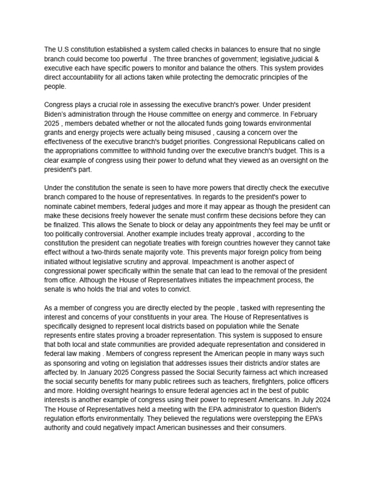 POL Essay Exam 2 | PDF | United States Congress | American Government