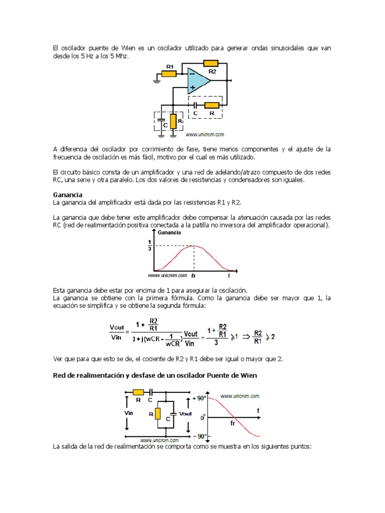 Oscilador Puente de Wien Es Un Oscilador Utilizado | PDF | Ingeniería Electrónica | Ingenieria ...