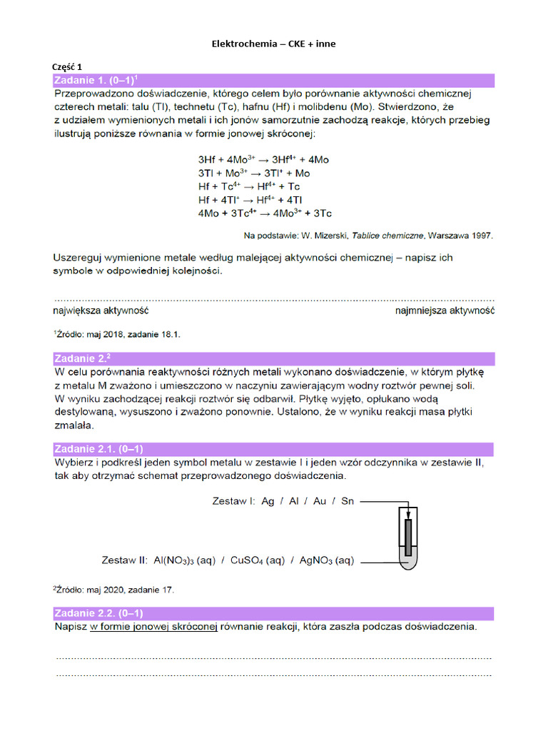 Elektrochemia CKE Inne | PDF