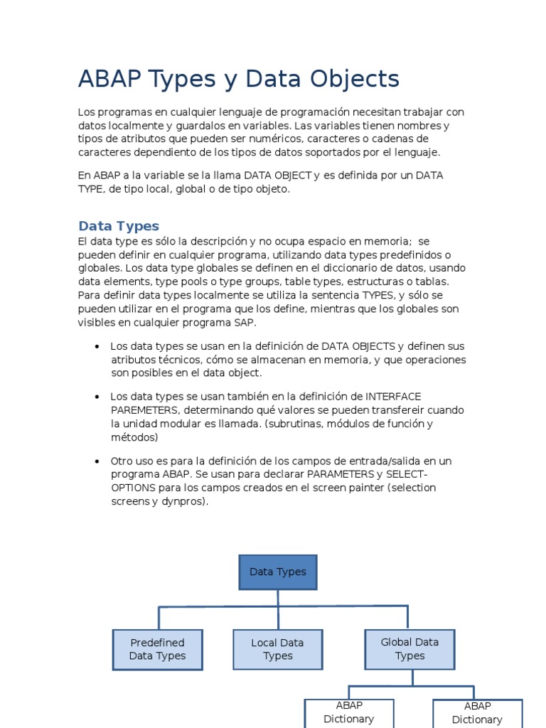 ABAP Types y Data Objects | PDF | Ingeniería de software | Programación ...