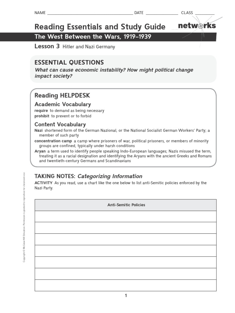 The West Between the Wars Lesson 3 Summary-1 (1) (1) | PDF | Nazism ...