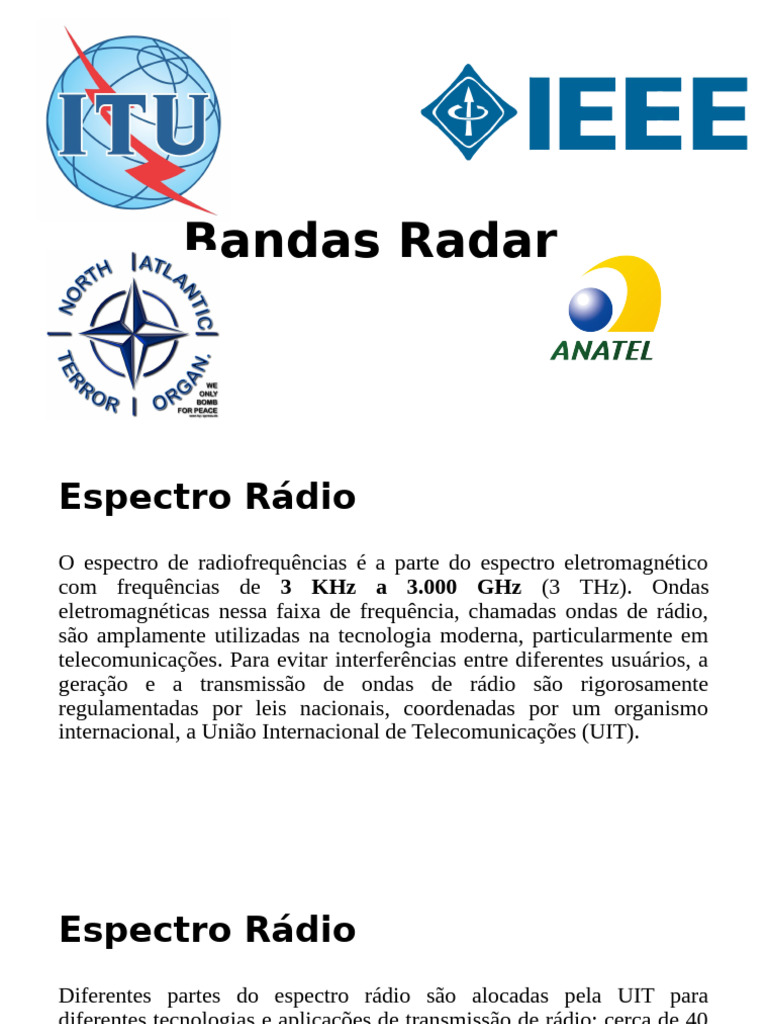 Bandas Radar | PDF | Rádio | Frequência