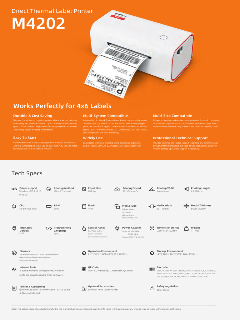 Soonmark m4202 Label Printer | PDF | Printer (Computing) | Tablet Computer