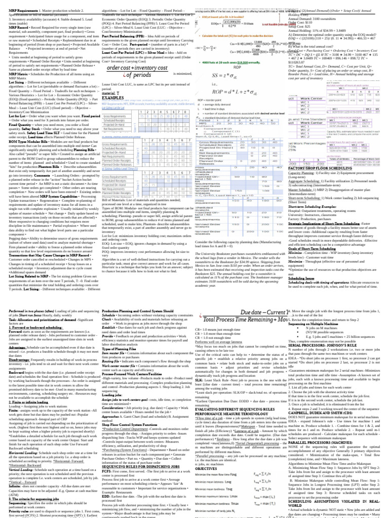 MRP and Lot Sizing Techniques Explained | PDF | Inventory | Production ...