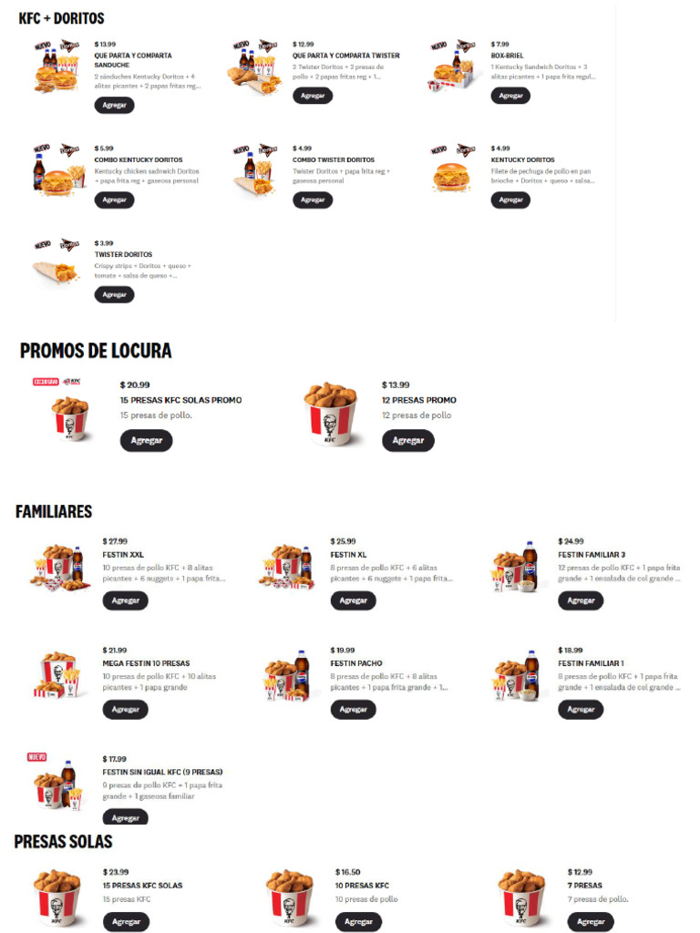 KFC Menu | PDF