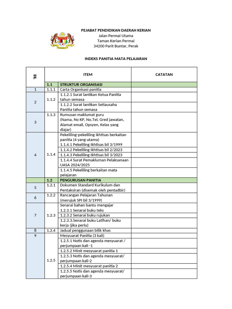 Indeks Fail Panitia 2025 Sr (1) | PDF