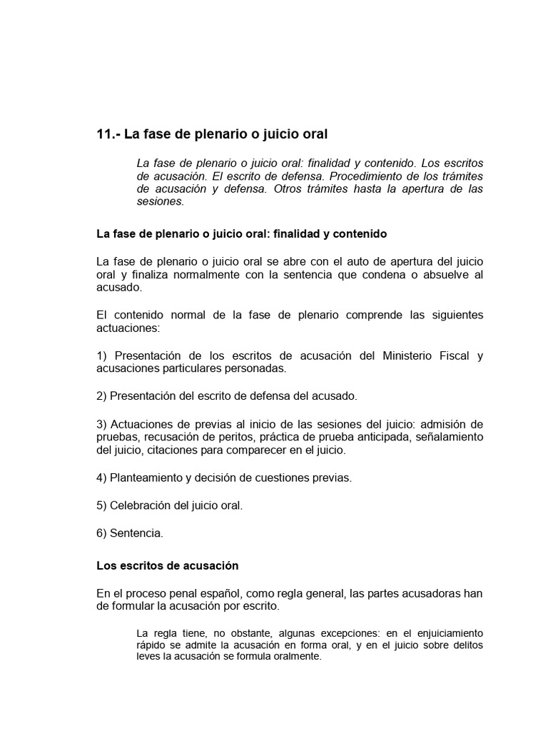 11.La fase de plenario | PDF | Sentencia (ley) | Fiscal