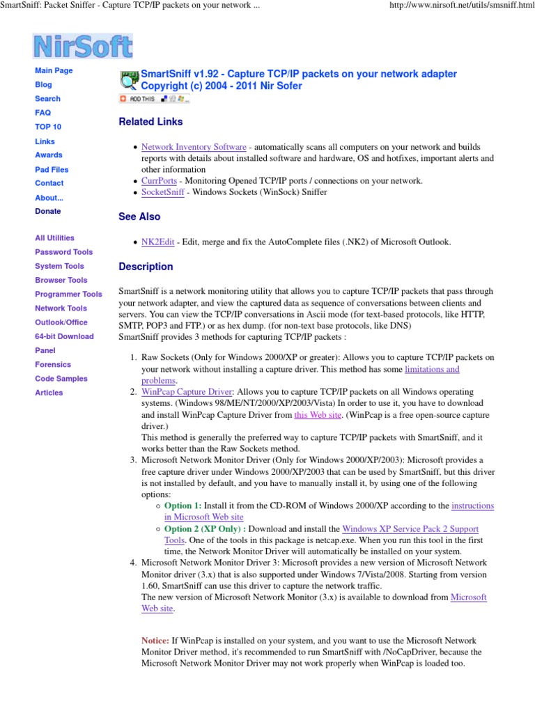 SmartSniff - Packet Sniffer - Capture TCP-IP Packets On Your Network ...