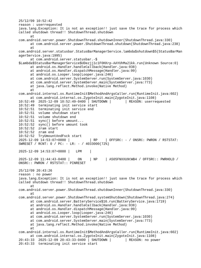 Power Off Reset Reason | PDF