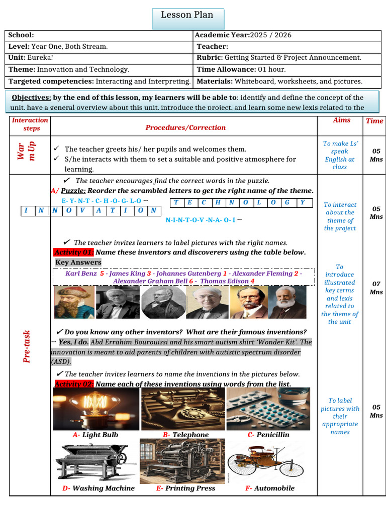 Eureka - New Lesson Plans 2026 | PDF | Louis Pasteur | Stress (Linguistics)