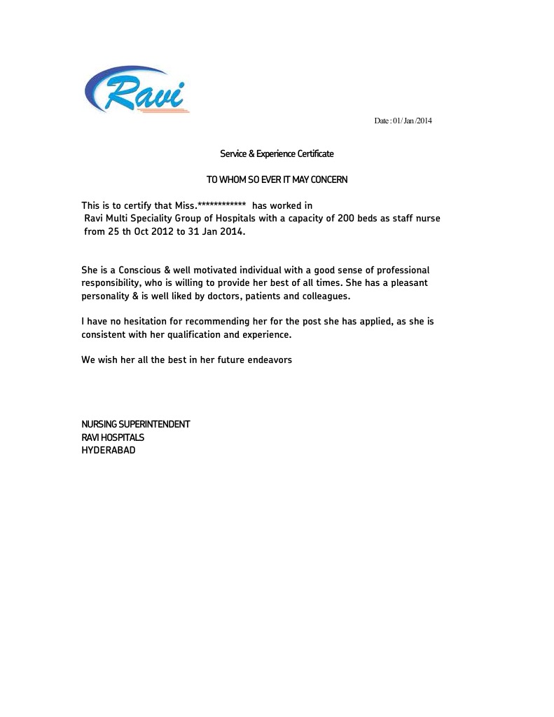 Service & Experience Certificate | PDF | Health Care | Health Sciences