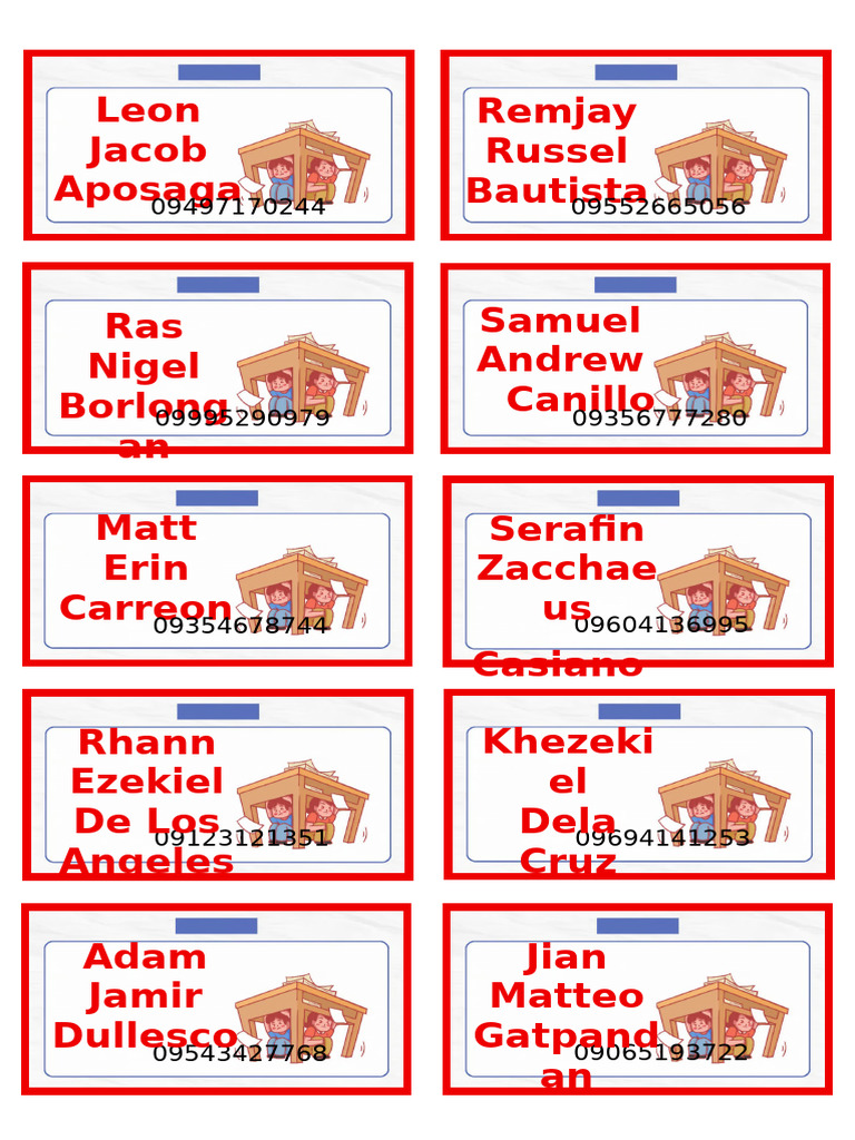 Drrm Names Gobag | PDF