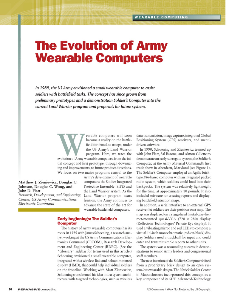 Evolution of Army Wearable Computers | PDF | Video | Icon (Computing)