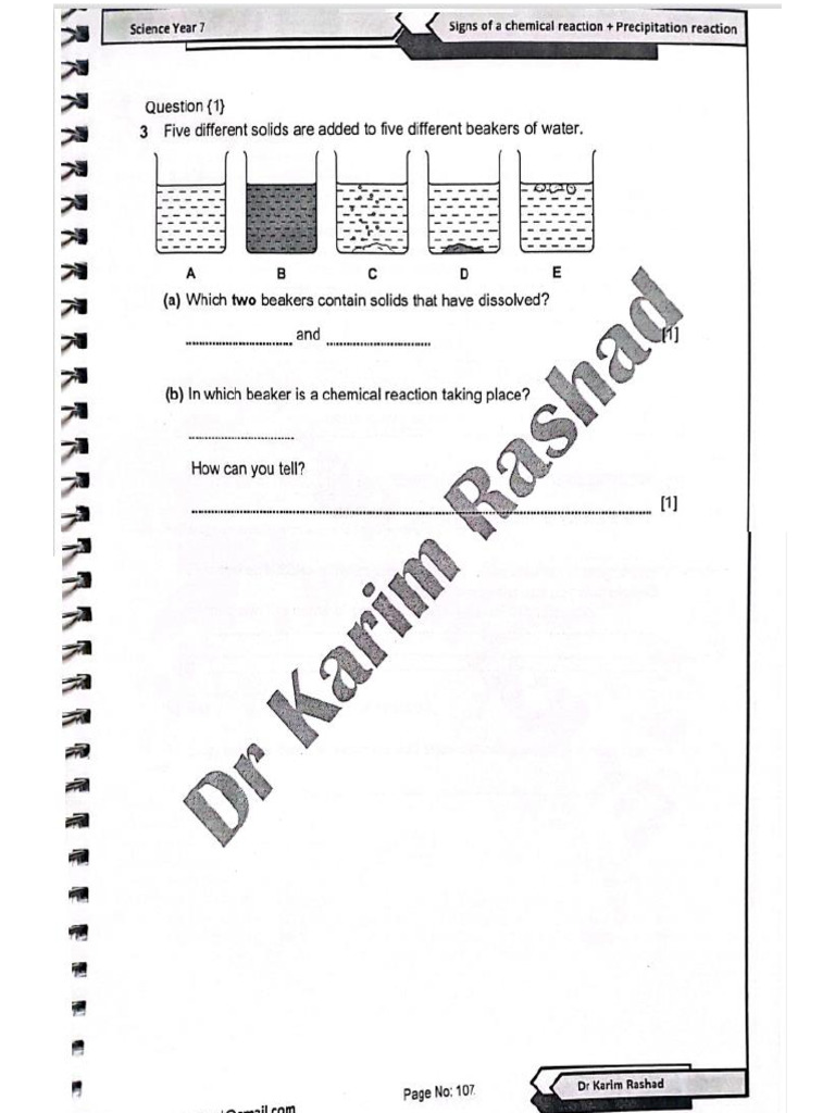 Signs of Chemical Reactions Questions | PDF