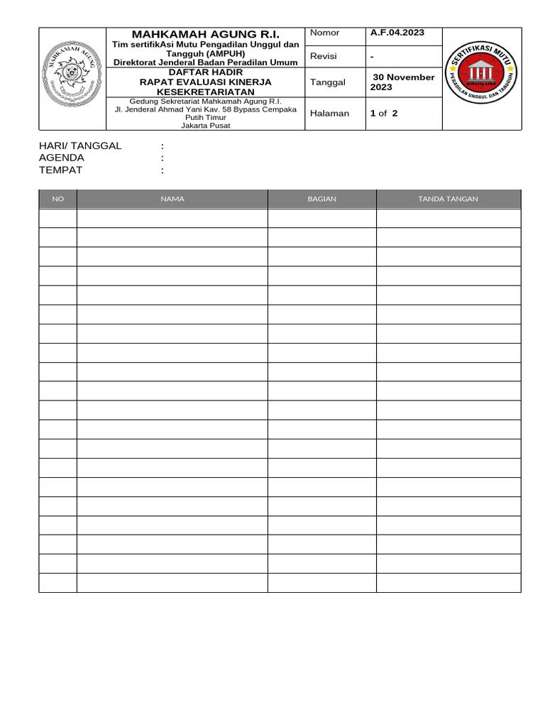 Absen Format AMPUH | PDF