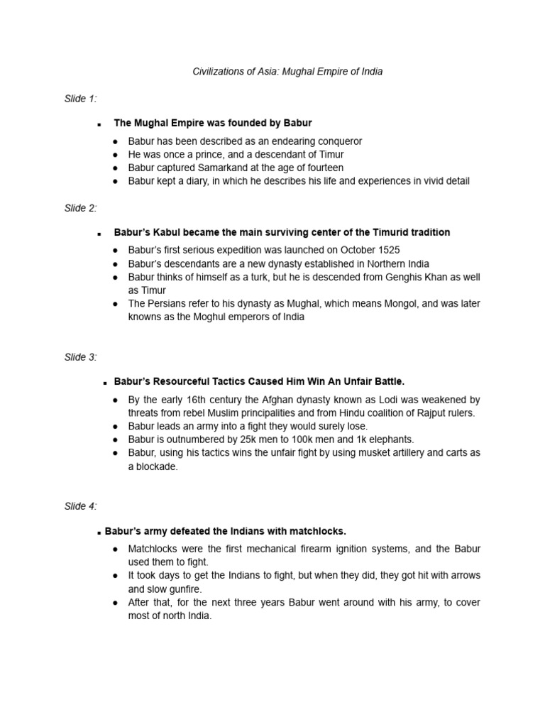 8L Notes For The Mughal Empire of India | PDF | Mughal Empire