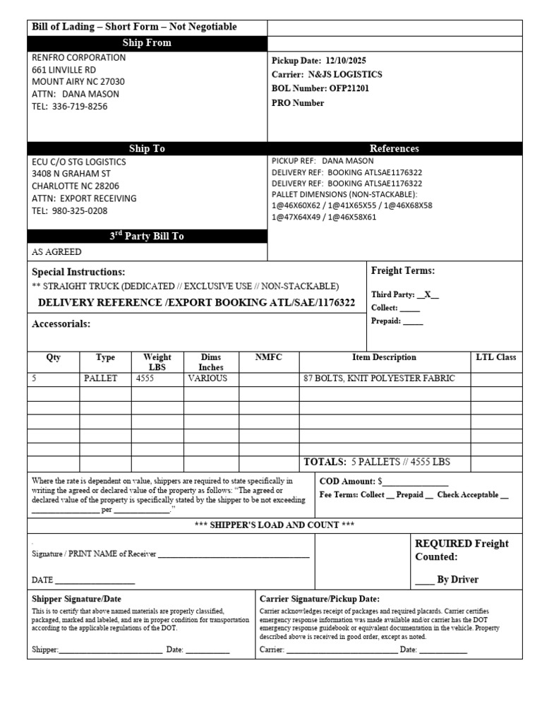 Cltoe12918 Bol | PDF | Cargo | Logistics