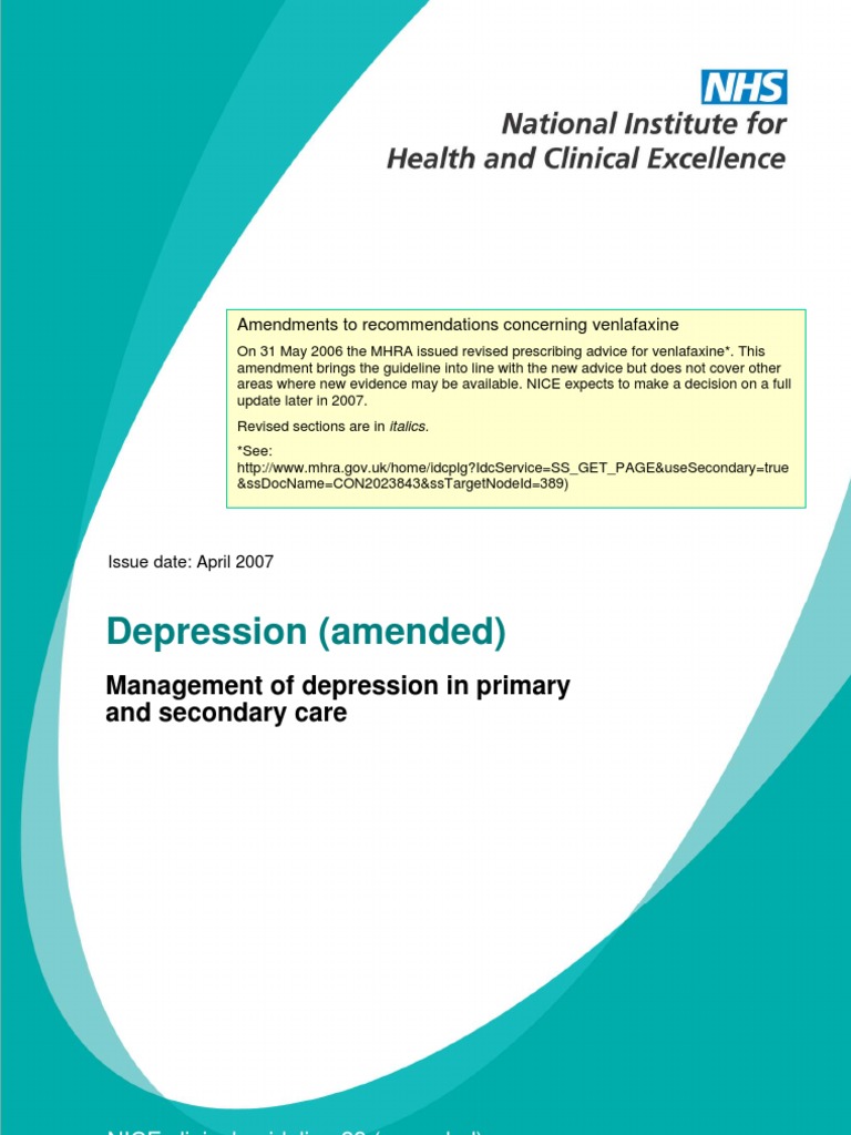 Nice Guideline Depression | PDF | Science & Mathematics