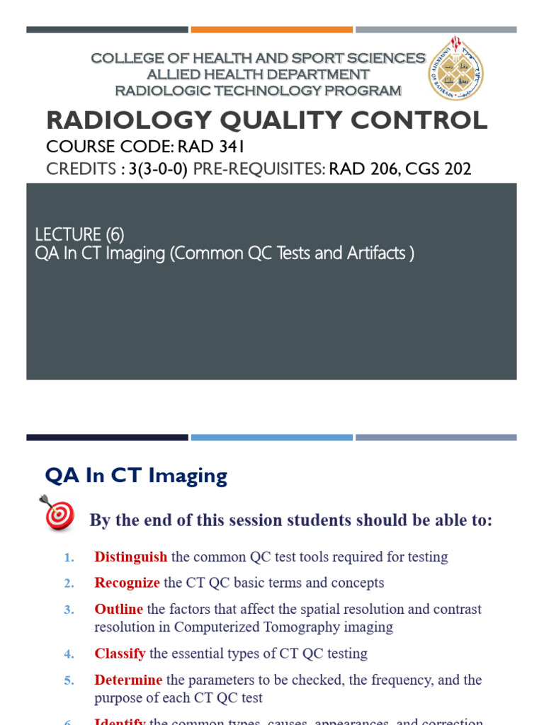 CT Imaging Quality Control Overview | PDF | Ct Scan | Medical Imaging