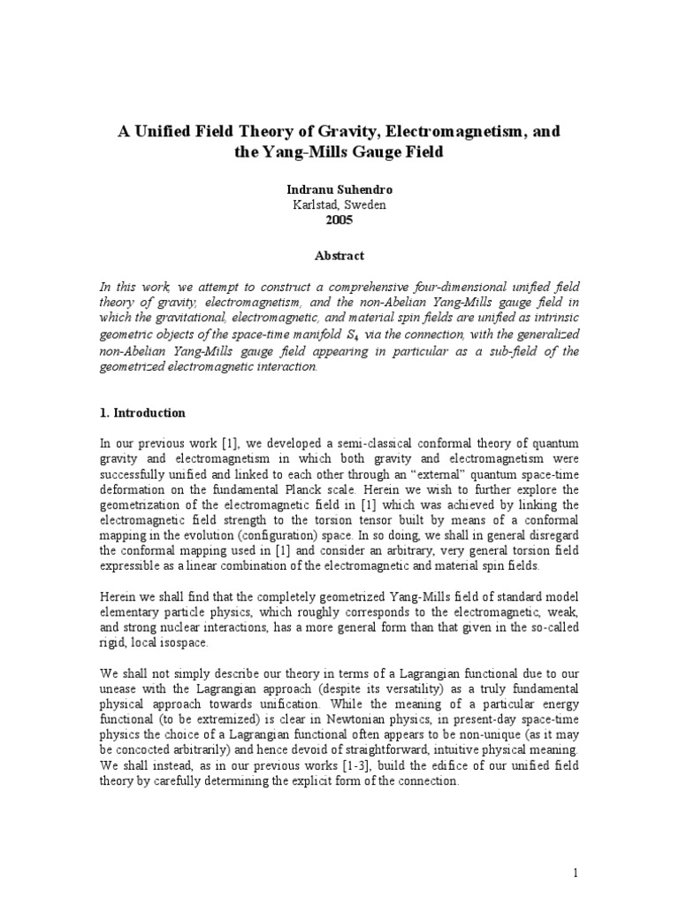 A Unified Field Theory of Gravity, Electromagnetism, and Chromodynamics | PDF | Field (Physics ...