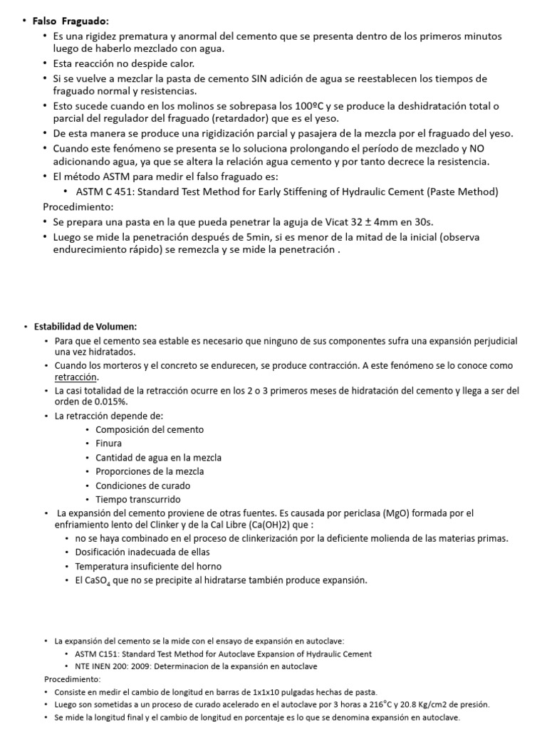 Falso Fraguado y Resistencia del Cemento | PDF | Cemento | Hormigón