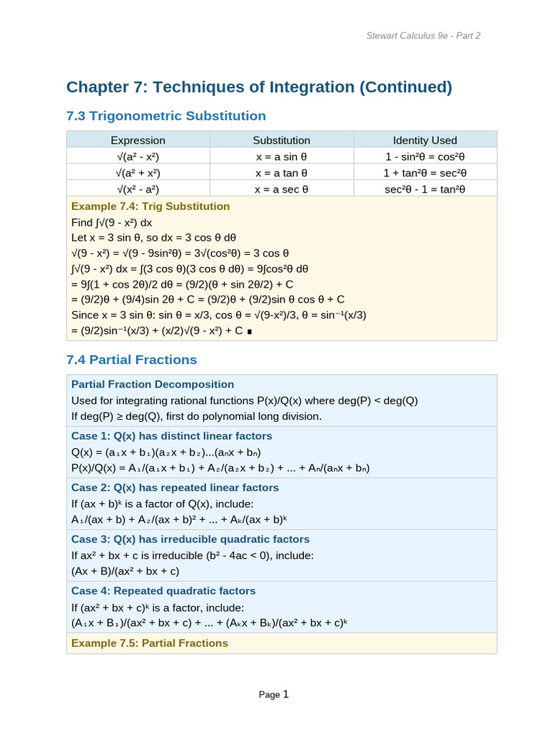 Techniques of Integration in Calculus | PDF | Power Series | Calculus
