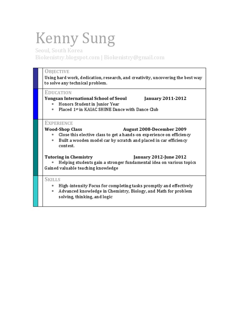 Kenny Sung's Resume Overview | PDF