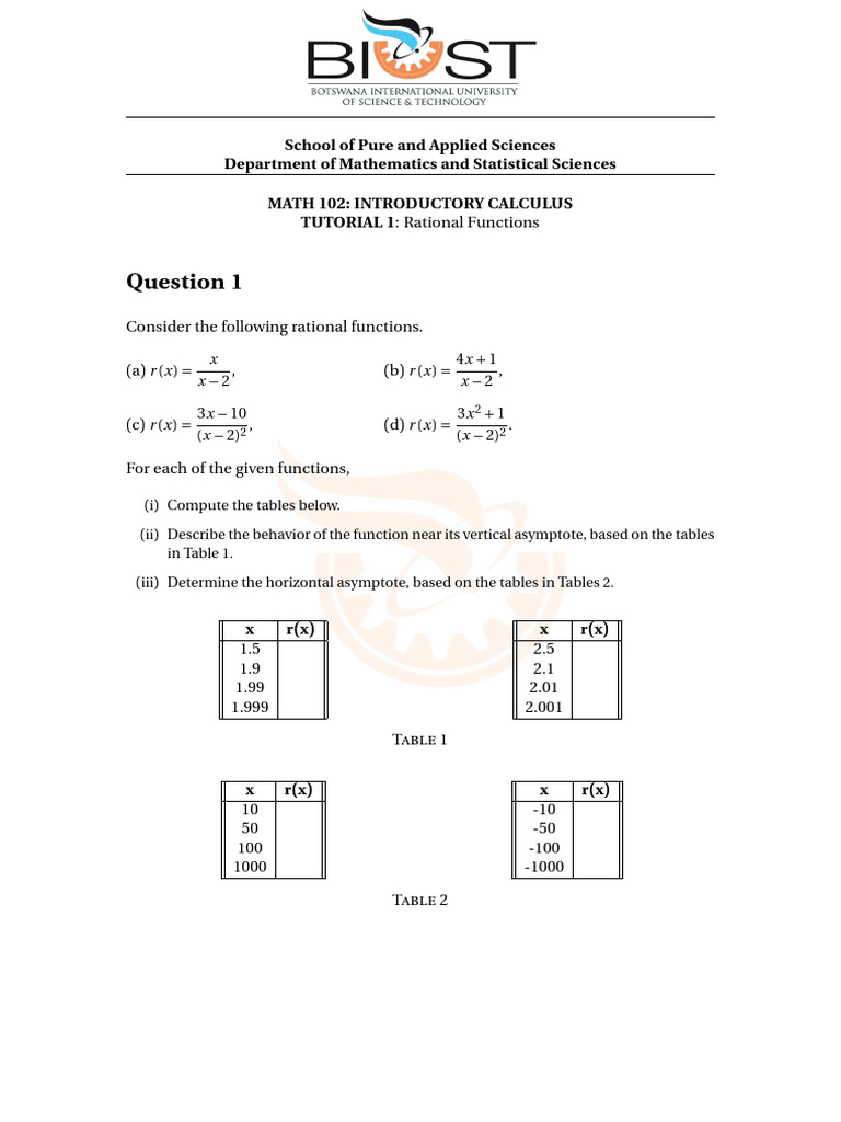 Introductory Calculus: Rational Functions | PDF | Function (Mathematics ...