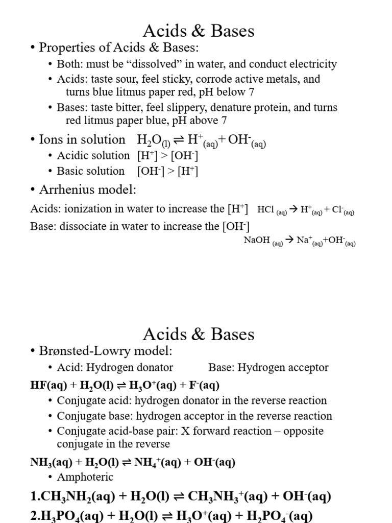 Class Slides Acids & Bases, Redox | PDF | Redox | Chemistry