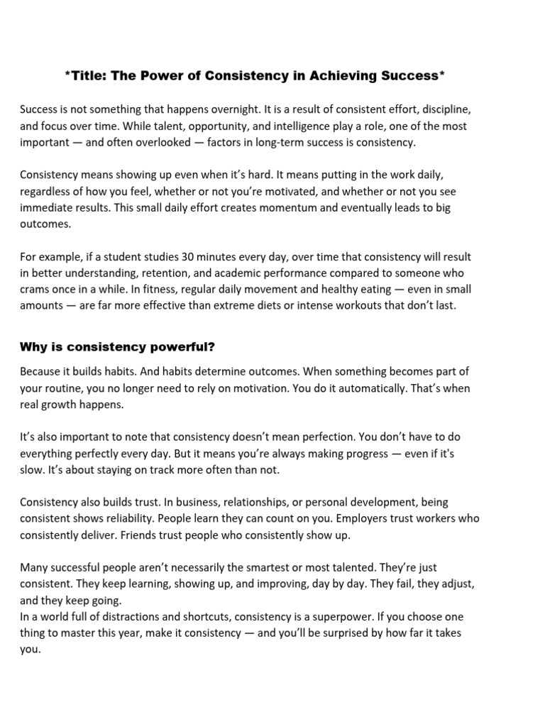 The Power of Consistency in Achieving Success | PDF